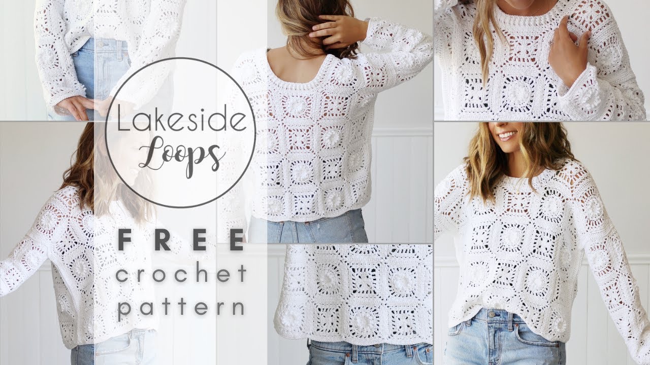 Isla Granny Square Sweater FREE Crochet Pattern Video Tutorial