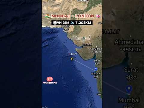 MUMBAI ๐ฎ๐ณ TO LONDON ๐ฌ๐ง flight route map - British airways Boeing 787 #travel #planefinder #aviation