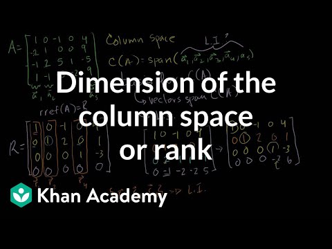 Dimension of the column space or rank | Vectors and spaces | Linear Algebra | Khan Academy