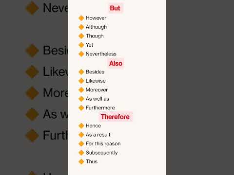 Did you know this synonyms of " but" "also" " therefore"