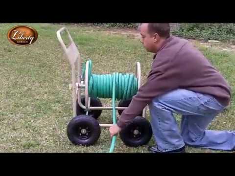 Liberty Garden 870-M1-2 Industrial 4-Wheel Garden Hose Reel Cart, Holds 300-Feet of 5/8-Inch Hose -