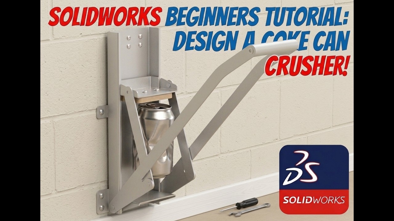 How to 3D Design a Wall Mounted Aluminum Can Crusher in SolidWorks 2024 | Easy Step by Step Method !