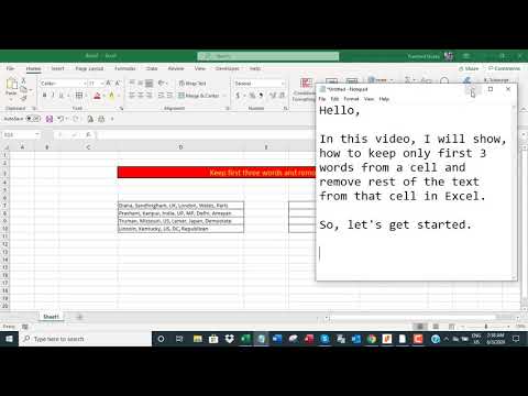 Keep first three words and remove rest of the text from the cell in Excel