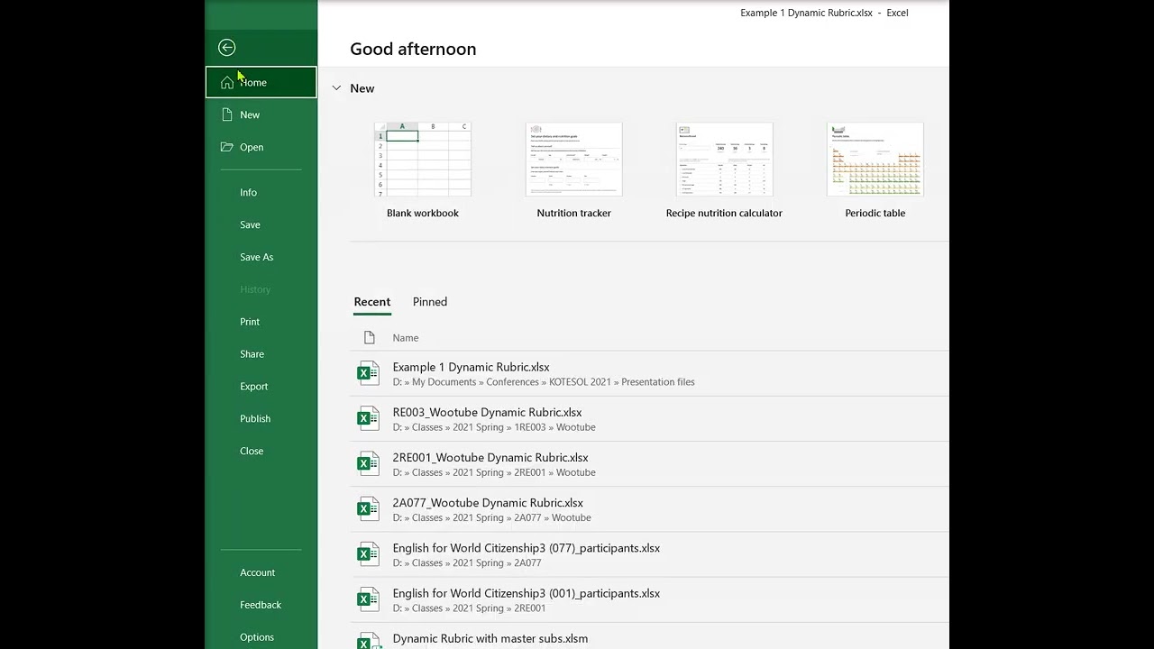 Dynamic Excel Rubric Save Sheet as PDF