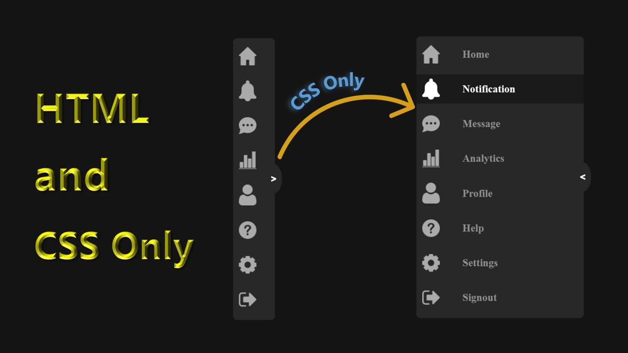 Responsive Sidebar Menu Using HTML and CSS | No JavaScript | CSS Only