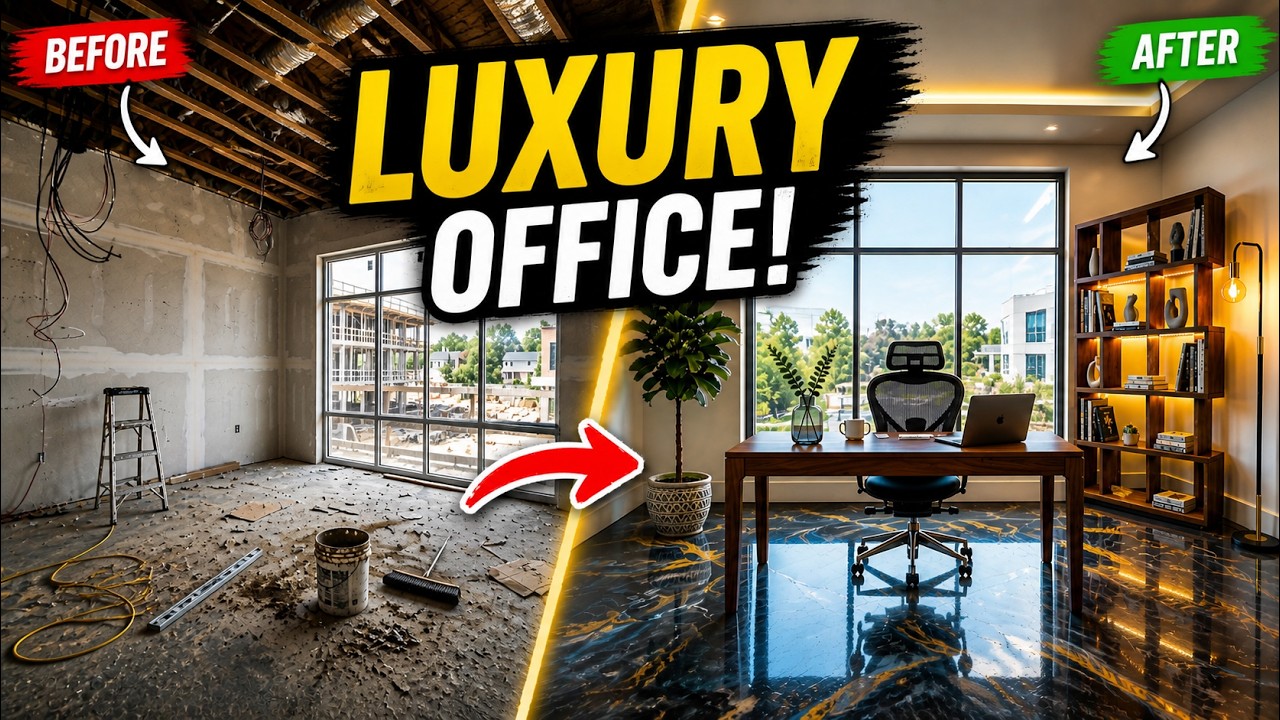 From Concrete to Luxury: Stunning Epoxy Floor Transformation | Home Office Makeover #usareels