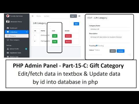 Learn PHP Admin Part 15 C Category Edit fetch data in textbox Update data by id into database in ...