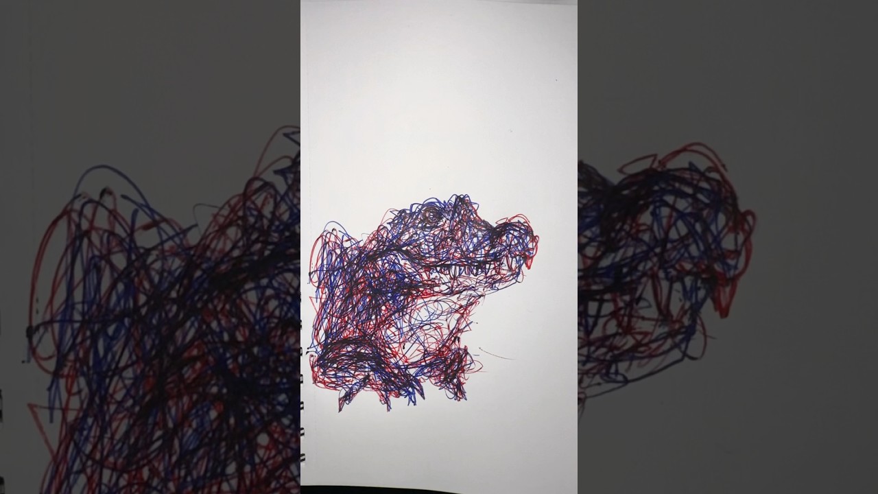 Abstract alligator drawn with both my hands #draw #wildlife #ambidextrous #alligator #penart