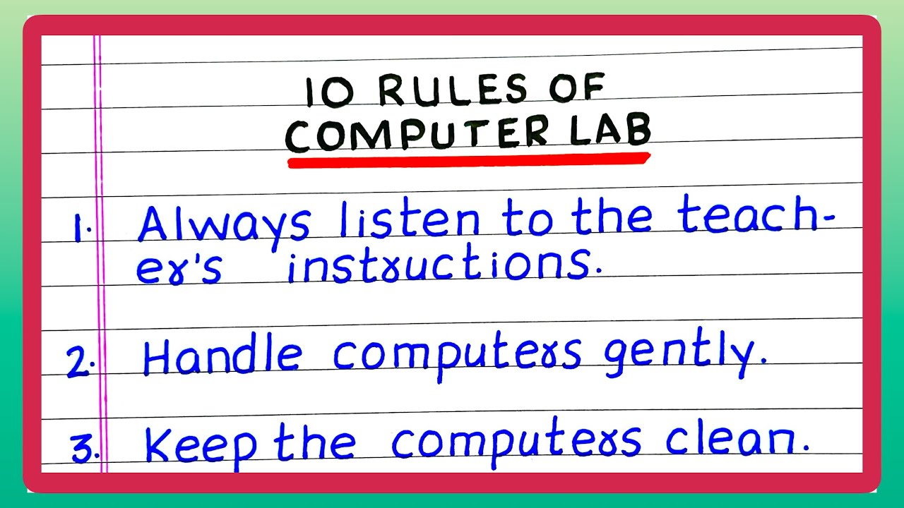 Computer Lab Rules | 10 Computer Lab Rules | Computer Lab Manners