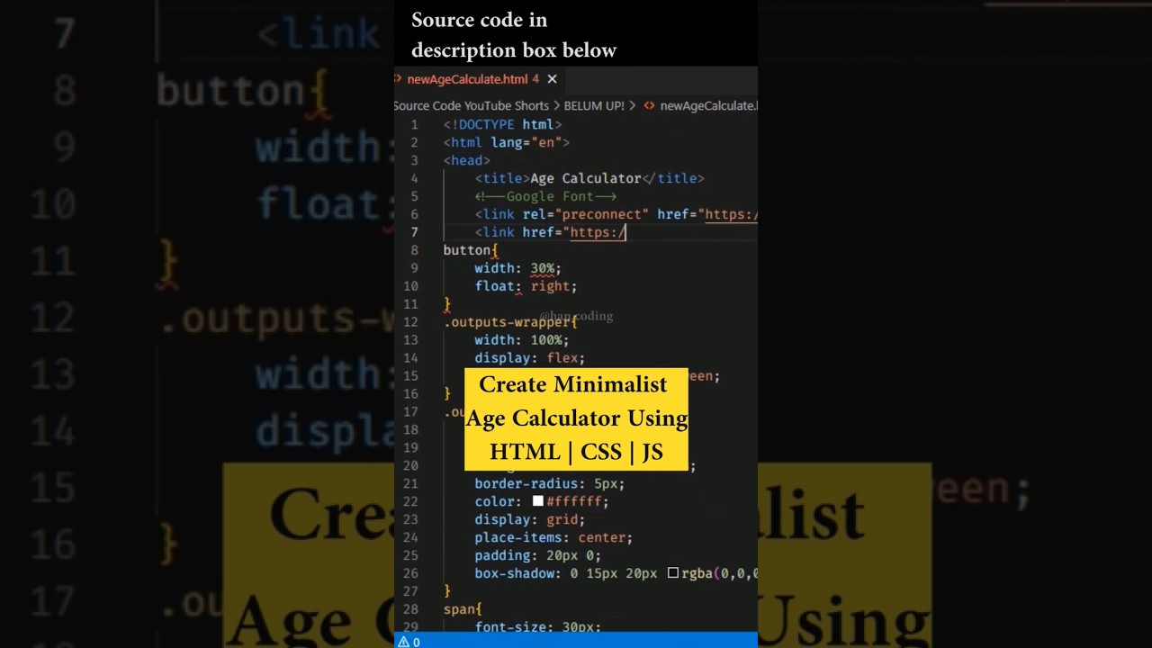 Create Minimalist Age Calculator Using HTML | CSS | JS