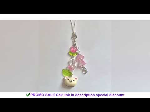Bear Pendant Beaded Phone Charm Y2K Fairy Core Keychain