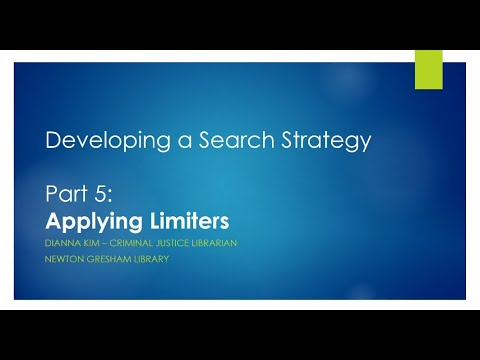 Search Strategy Part 5 Applying Limiters