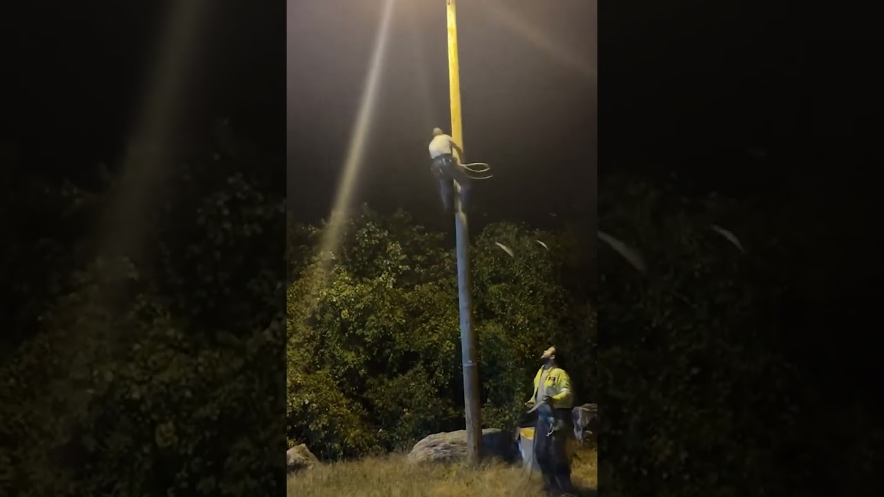 Lineman Loses His Footing While Climbing Phone Pole🤯 #fails #safetyfails #workfails #badday #safety