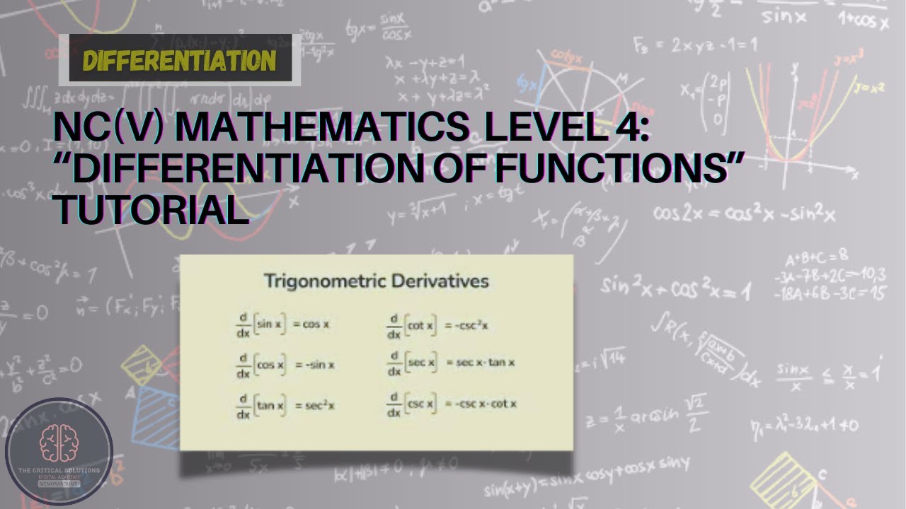 DIFFERENTIATION OF FUNCTIONS | NCV MATHEMATICS L4 TUTORIAL
