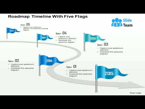 0115 Roadmap Timeline With Five Flags Powerpoint Template