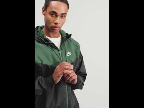 NIKE Sportswear Shiny NSW Windrunner Woven Jacket Windbreaker Black Green Men | Zalando