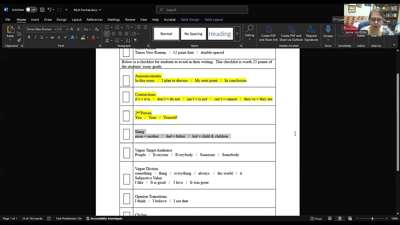 Revision Checklist