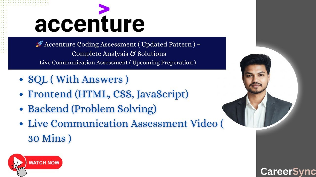Accenture Coding Assessment 2025 | Updated Pattern, SQL, Frontend & Live Interview Prep