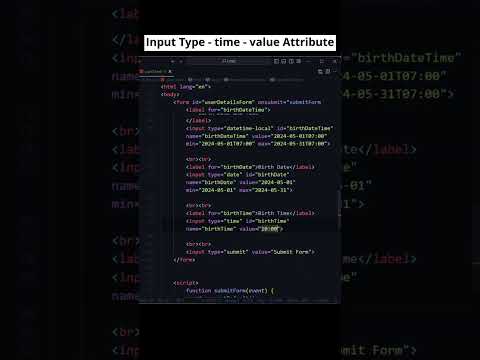 Master HTML Input Type Time with Value Attribute - Full Tutorial! #htmlform #codewithmayur