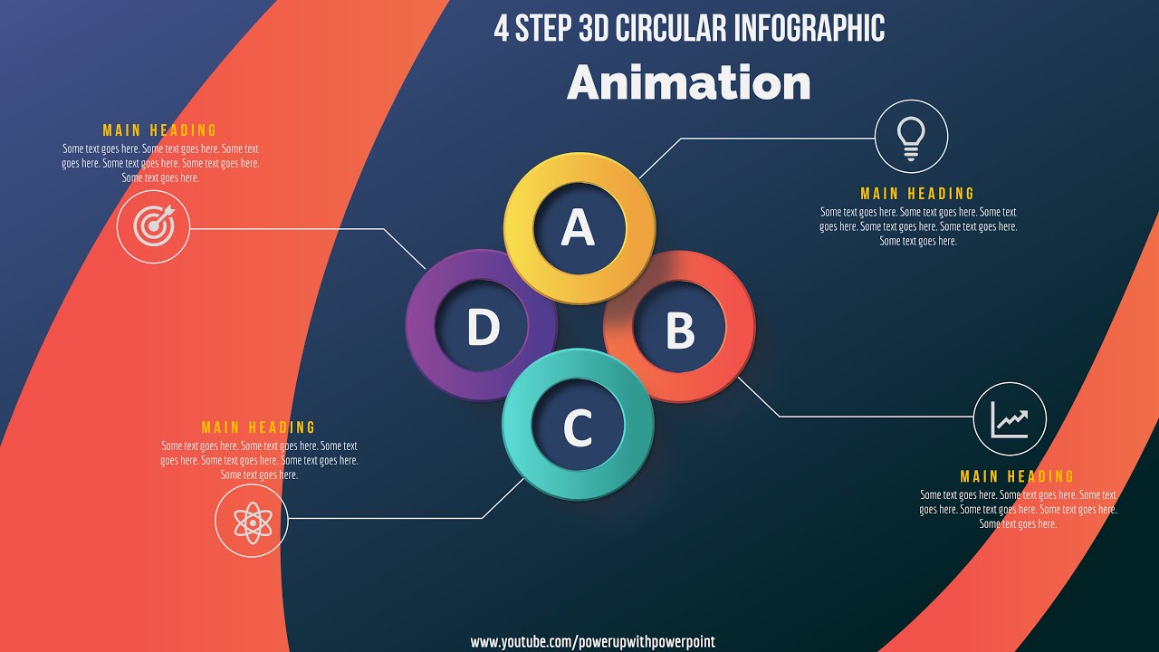 54.Create 4 Step 3D circular infographic Animation|Powerpoint Animations