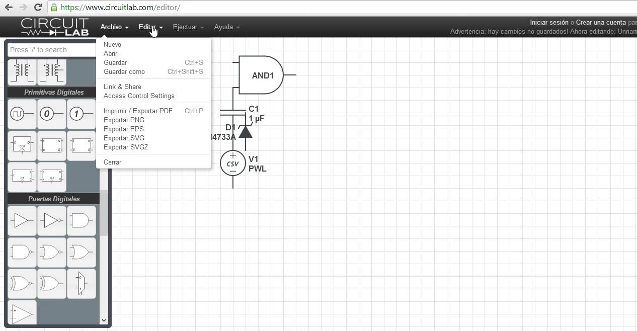 TUTORIAL DE COMO USAR https://www.circuitlab.com/editor