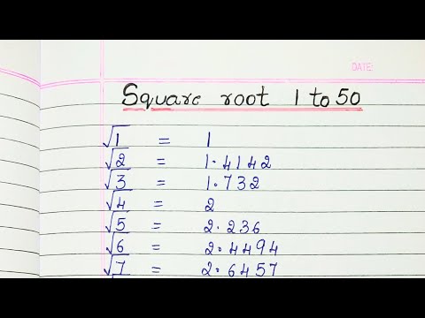 Square root 1 to 50