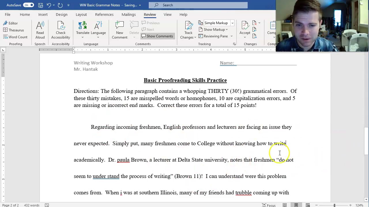 WW Proofreading Practice