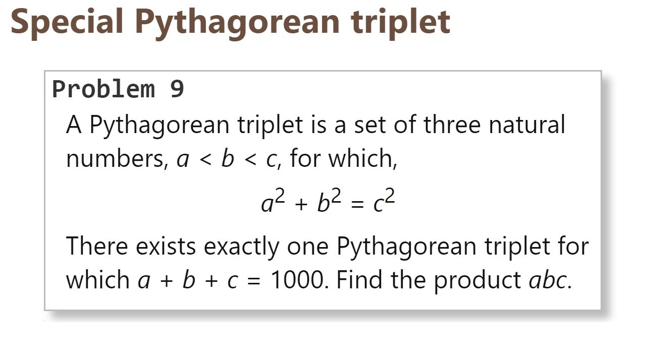 Project Euler: Problem 9 (analysis)
