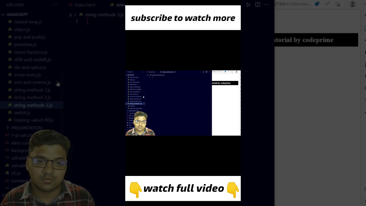 JavaScript String Method Tutorial Part-03 #codeprime #ytshorts #shorts #javascript #string_methods