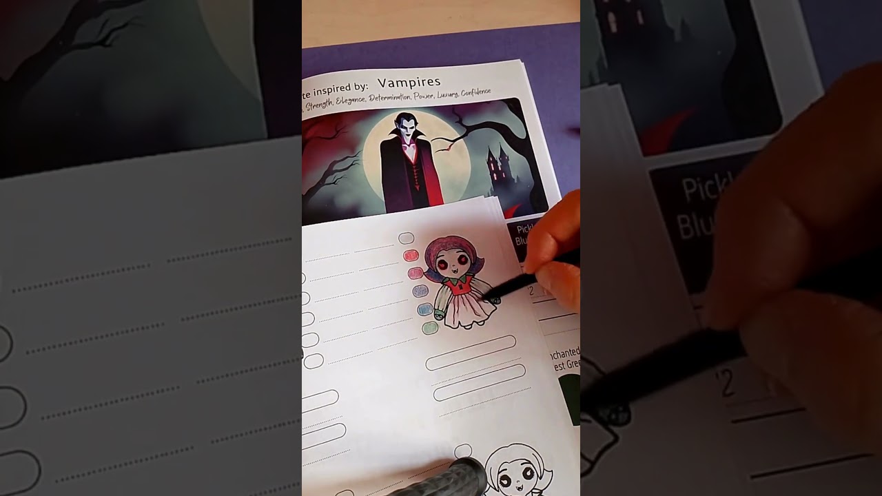 Day 15: Coloring a Cute Vampire Girl with Vampires Color Palette #shorts #coloringpages #halloween