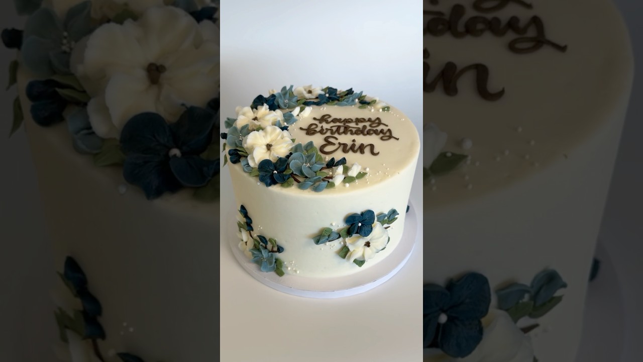 Pretty little winter florals #cake #shorts #caketutorial #buttercream #floralcake #birthdaycake