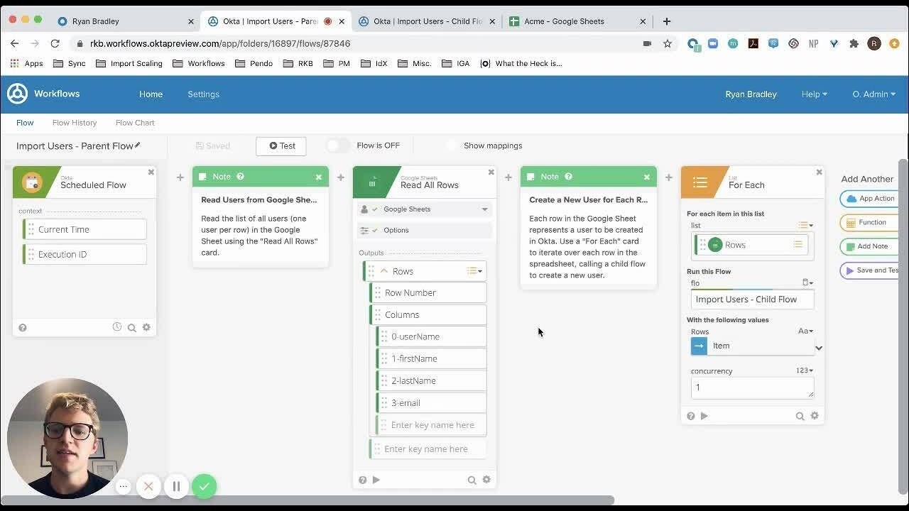 Okta Workflows Template: Import Users from Google Sheets