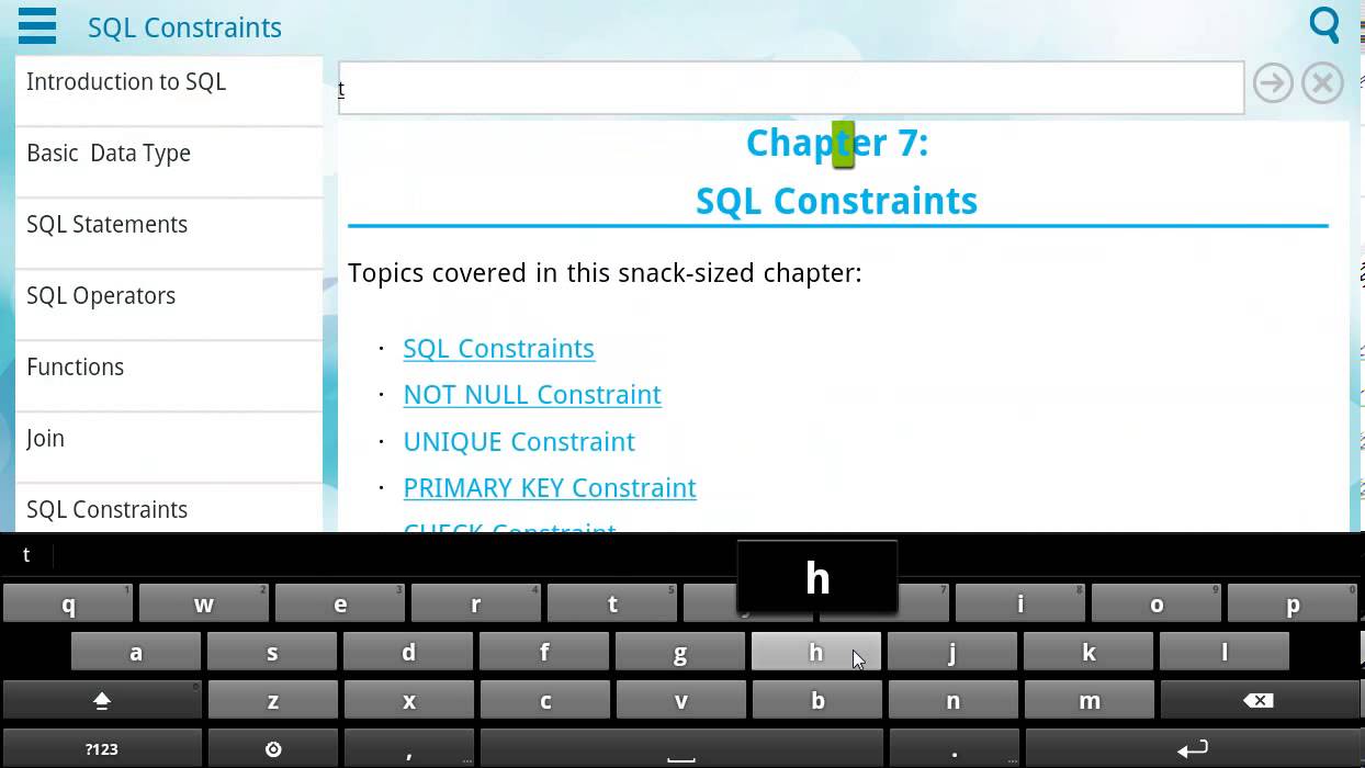 Demo of Learn SQL Programming on Android Tablet