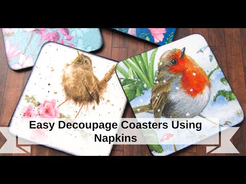 Easy Decoupage Coasters Using Napkins