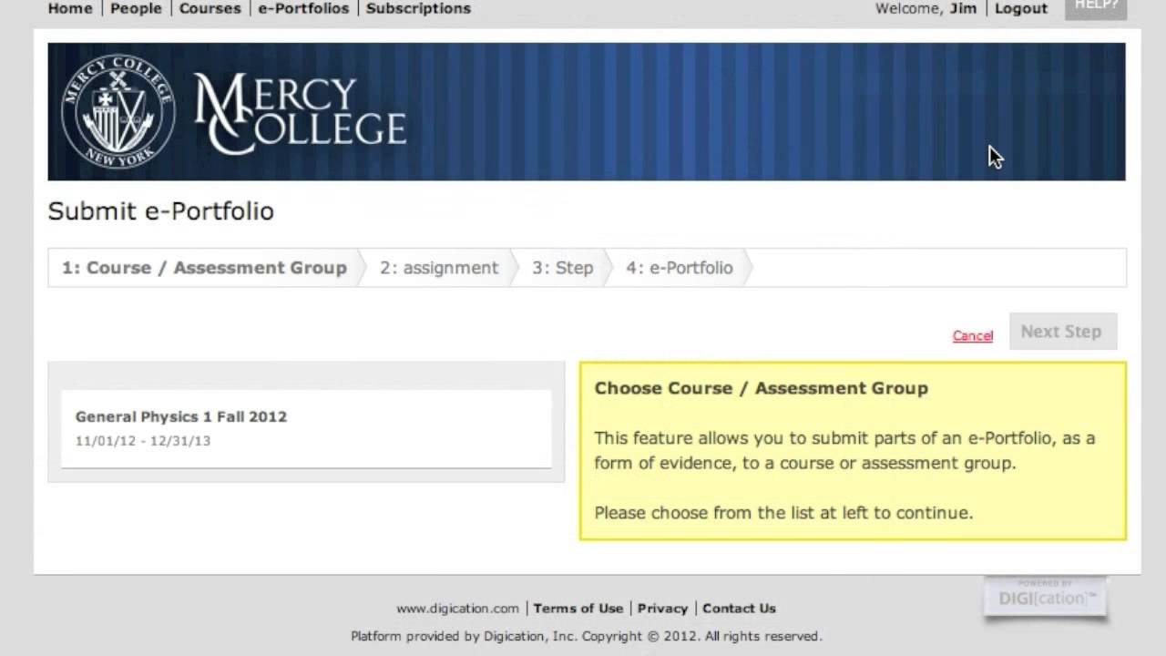 Submit Work in Digication