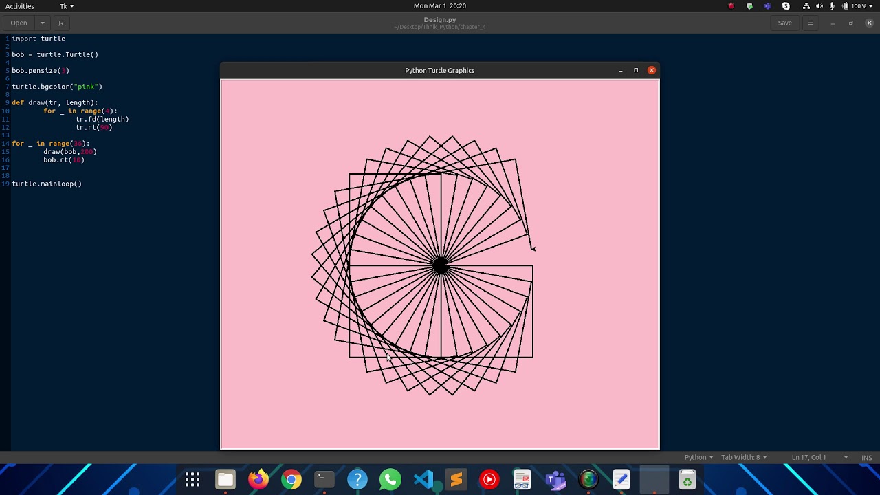 Drawing Circle with multiple Squares using Python Turtle tutorial