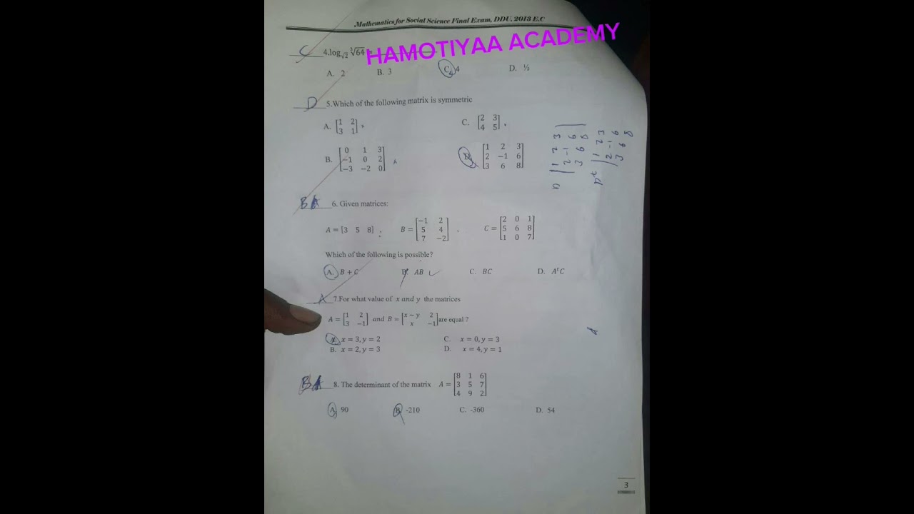 freshman applied maths mid exam