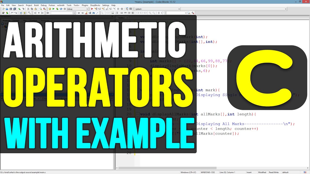 Arithmetic Operators in C Programming Language Video Tutorial