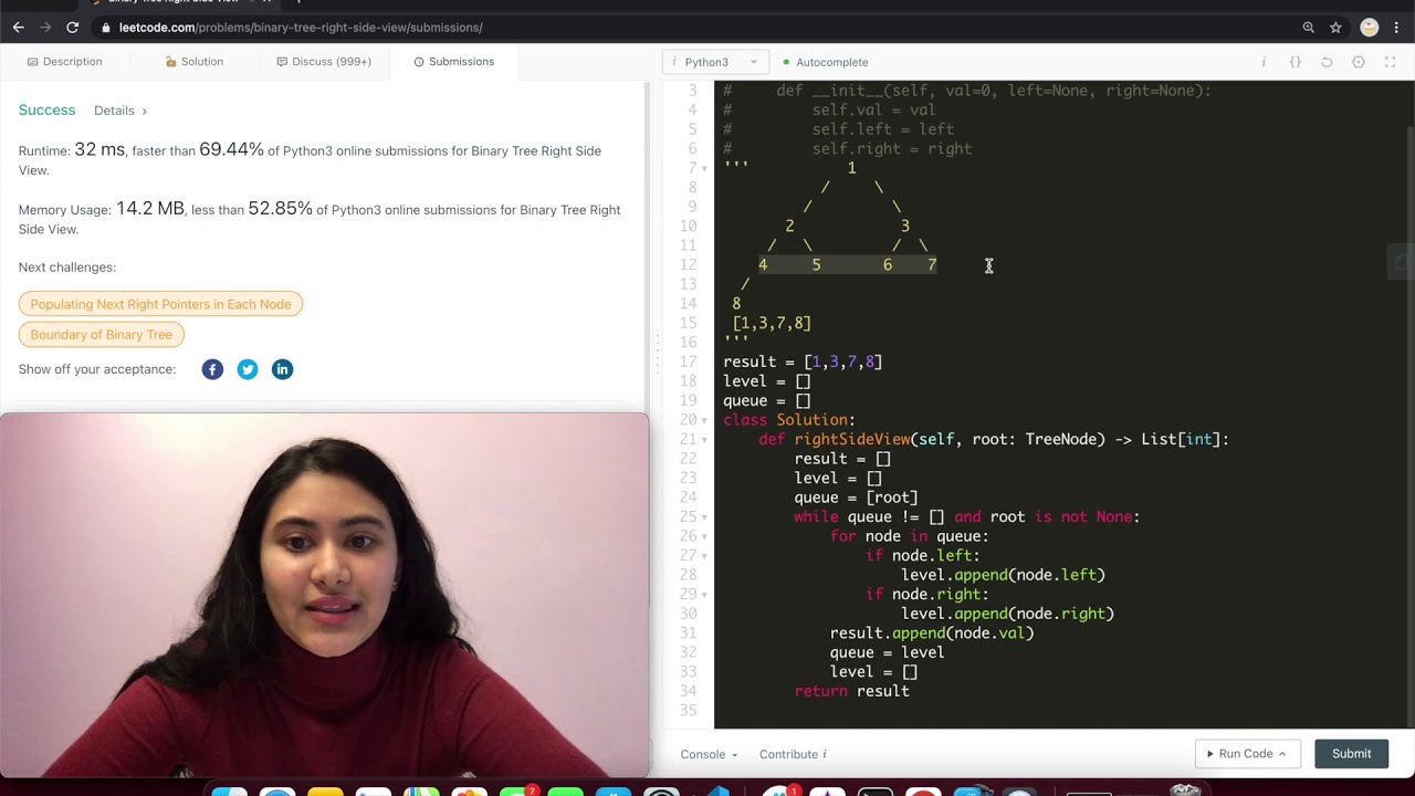 Binary Tree Right Side View - LeetCode 199 Python