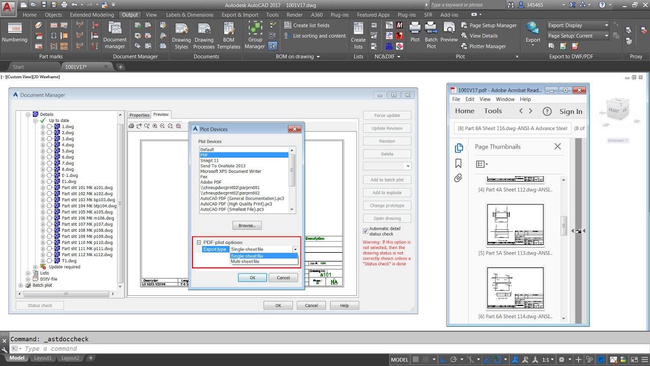 Advance Steel - Convert multiple DWG shop drawings to PDF file(s)