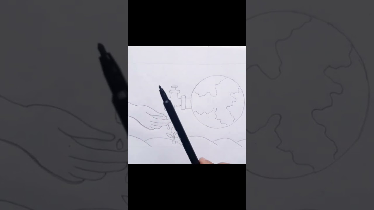 save water save earth poster drawing 💧🌏 #shorts #satisfying #youtubeshorts