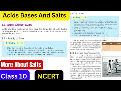 More About Salts | Family Of Salts | Acids Bases And Salts Class 10 | NCERT