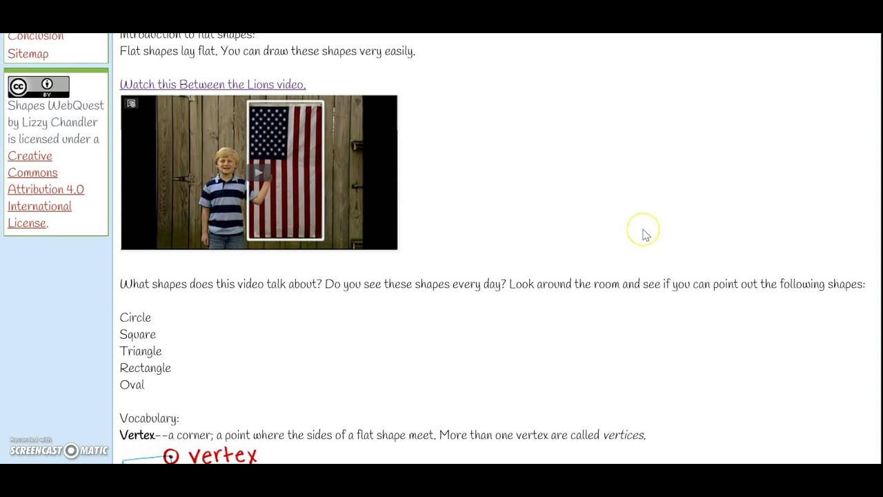 Shapes WebQuest Screencast