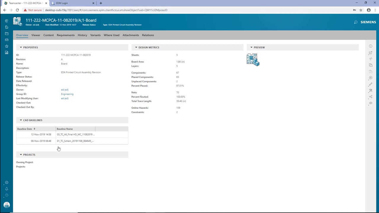 EDM Metadata Integrated with Active Workspace