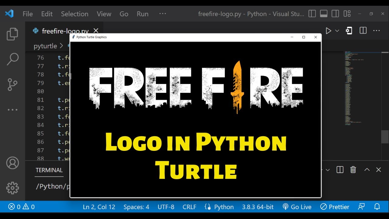 FREE FIRE Logo Drawing Using Python Turtle | Python For Beginners | BGMI | @FreeFireIndiaOfficial
