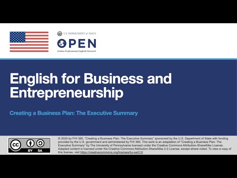 Creating a Business Plan: The Executive Summary (Business English)