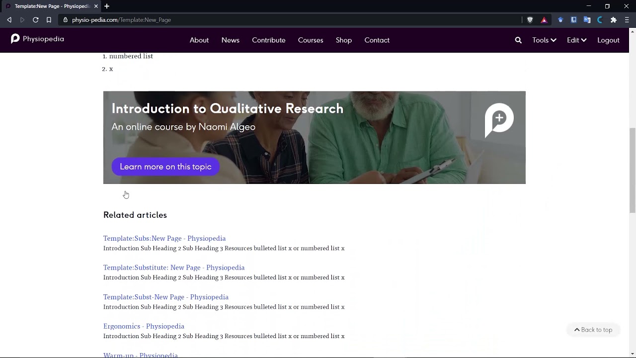 How to Add a Template on Physiopedia