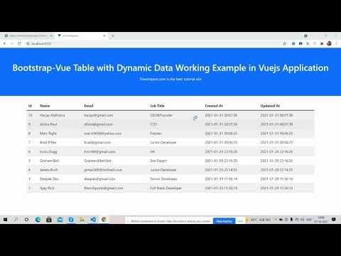 Bootstrap-Vue Table with Dynamic Data Working Example in Vuejs Application