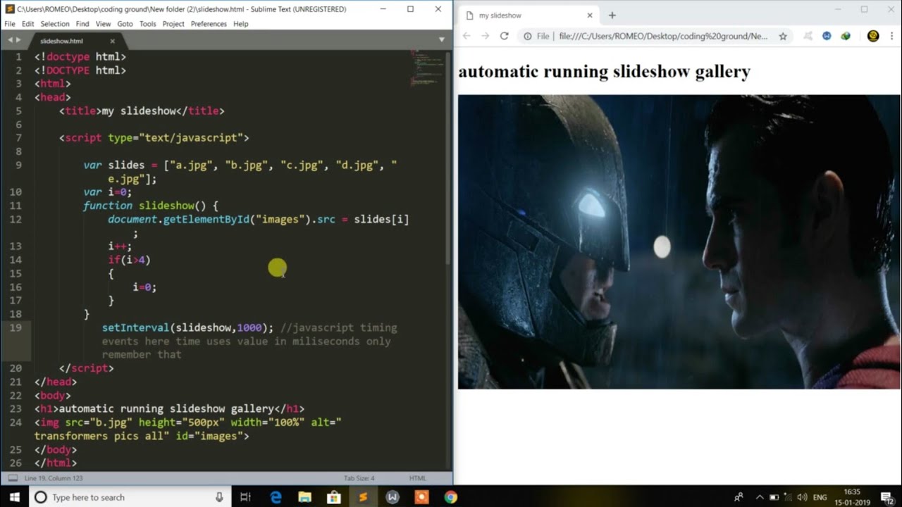 Slideshow image gallery using HTML CSS & JAVASCRIPT | Automatic image gallery with simple codes 2021