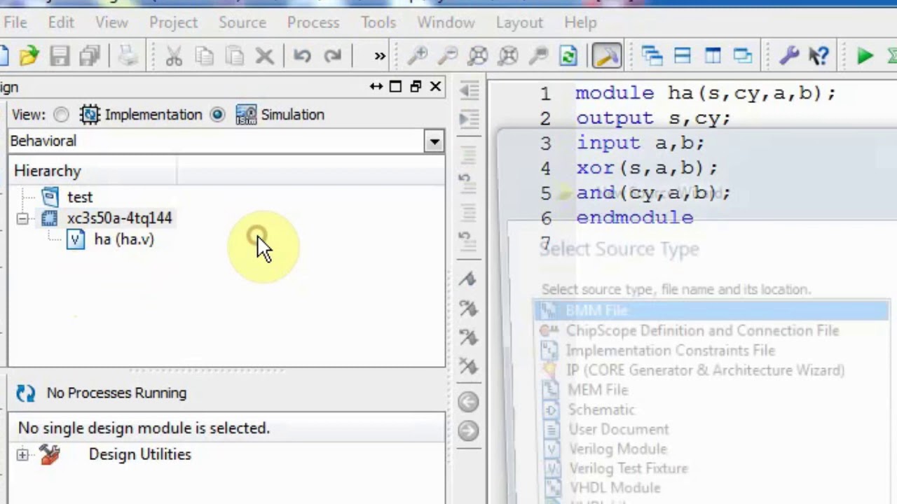 Xilinx ISE: Design and simulate VERILOG HDL Code